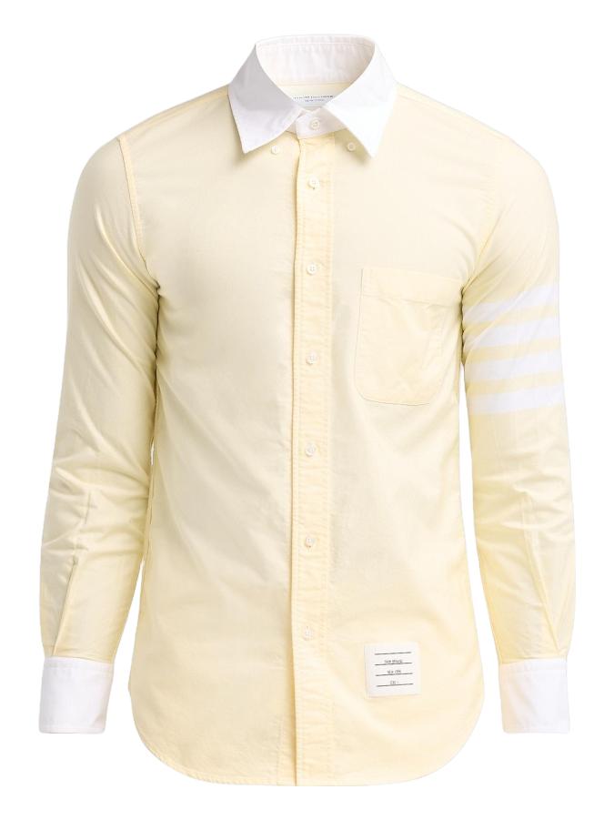 THOM BROWNE engineered 4-bar linen straight-fit shirt